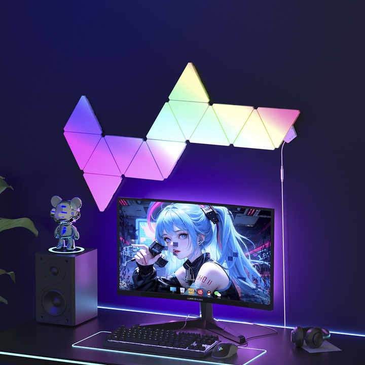 Banqcn Triangle LED Gaming Setup - RGB Wall Lights for Bedroom