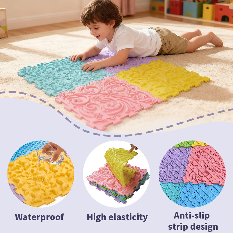 Square Antislip Sensory Puzzle Massage Mat, Educational Orthopedic Play ...