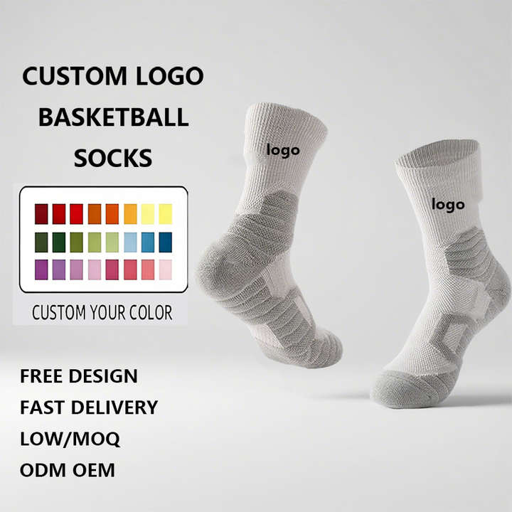 Custom Unisex Logo Cotton Personalized Basketball Socks Crew Anti-spil ...
