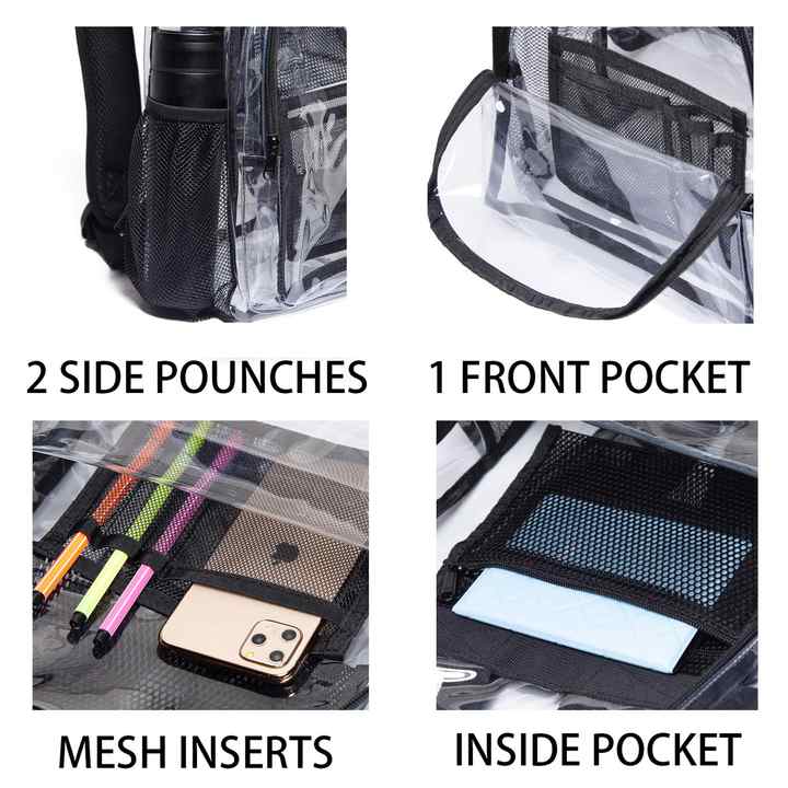 Clear Backpack Heavy Duty PVC Transparent Backpack with Reinforced ...