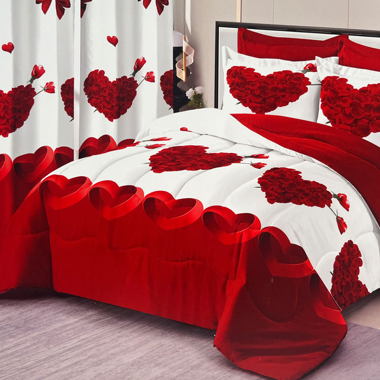 Red Curtain Bedding Set - Luxury Comforter with Curtains