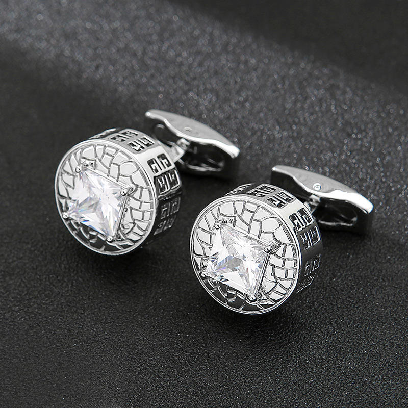 Copper Cut-Out Micro Insert Zircon Premium Two-Tone Cufflinks Women's ...