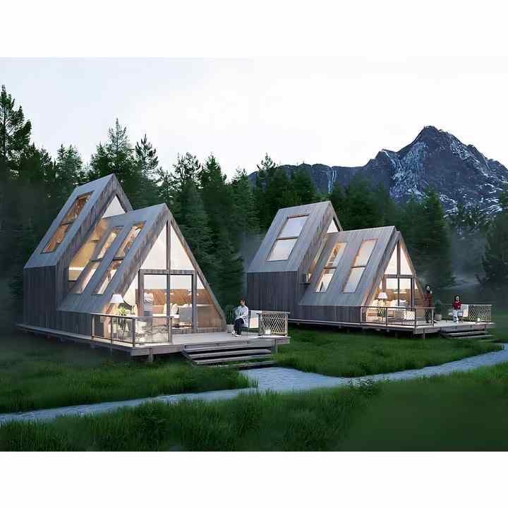 Pointed-Roof Prefabricated Guesthouse Cabin with Steel Structure for ...