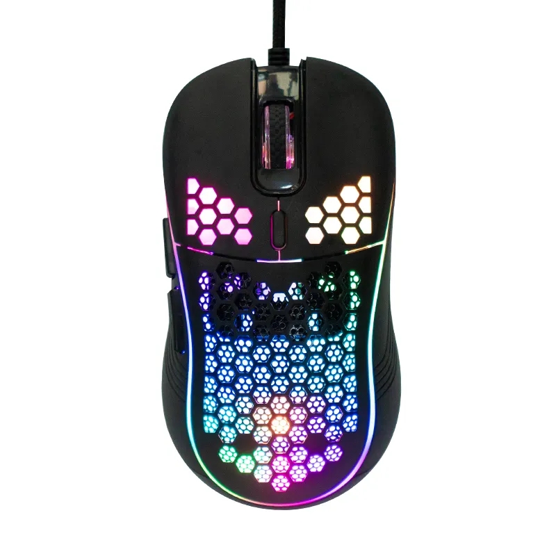 Custom Honeycomb Wired RGB Gaming Mouse for Esports