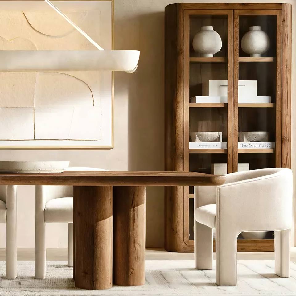 Oslo Cylinder Rectangular Dining Table RH American Country Solid Wood ...