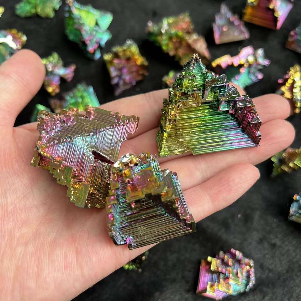 Rainbow Bismuth Crystal Pyramid - Colorful 3-7cm Natural Mineral Tower ...