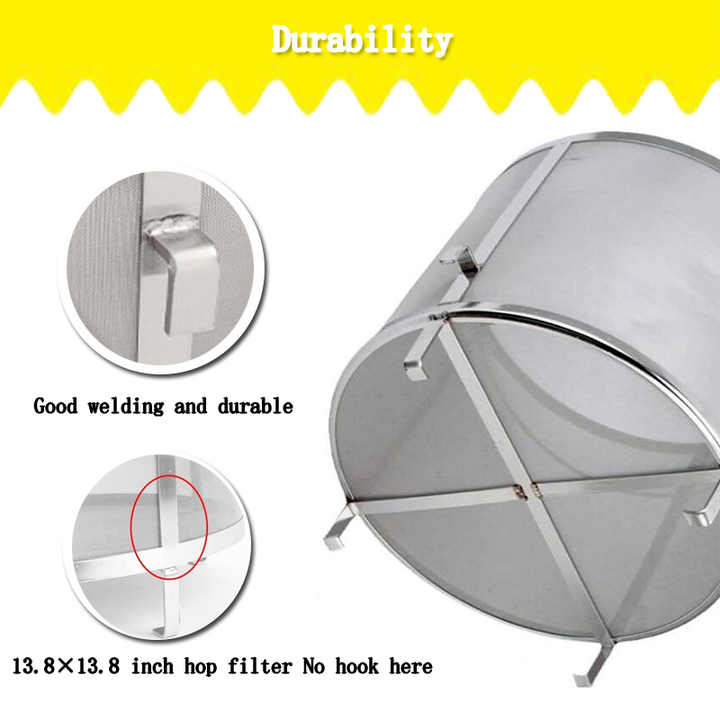 SS304 Stainless Steel Wire Mesh Beer Wort Filter Basket Home Metal Mash ...