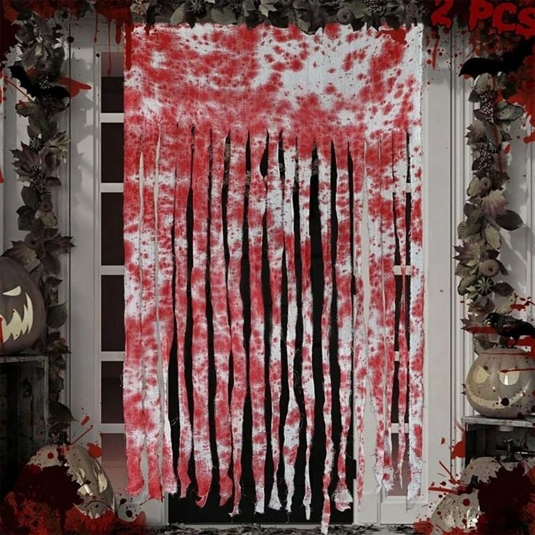 Pafu Halloween Door Curtain Decoration Bloody Doorway Curtain Creepy ...