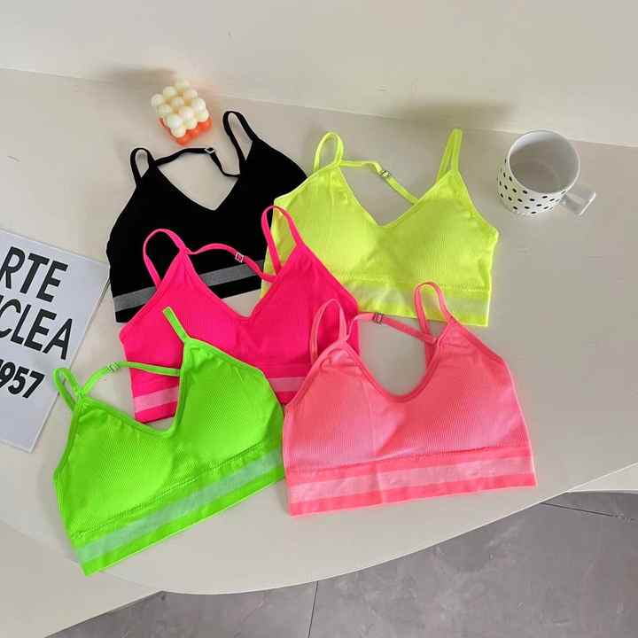 Cropped Women's Solid bra set Tank Top Seamless Streetwear Stretch Rib ...