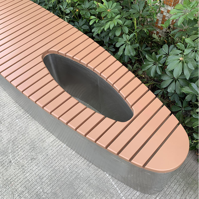 Outdoor Bench with Planter Park Furniture Oval Shape Customized Size ...