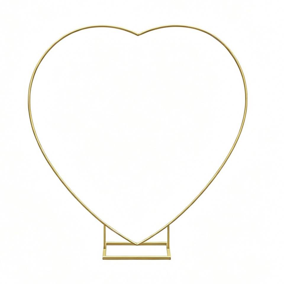Gold Heart Shape Wedding Arch Backdrop Stand, Metal Frame for Ceremony ...