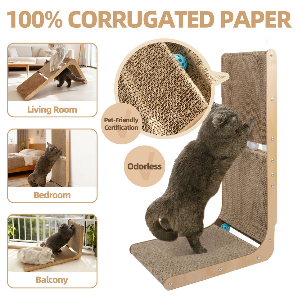 New Pet Products 2025 L-Shaped Interactive Cat Scratcher Bed Indoor ...