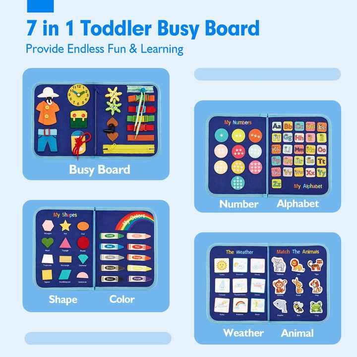 Educational Busy Board Book for Kids - Montessori Toys