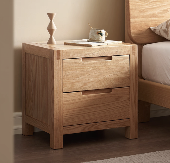 A3022 Nordic Style Red Oak Wood Bedroom 2-Drawer Nightstand| Alibaba.com