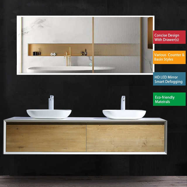 2025 New Modern Concise Style Plywood Bathroom Vanity with LED Mirror ...