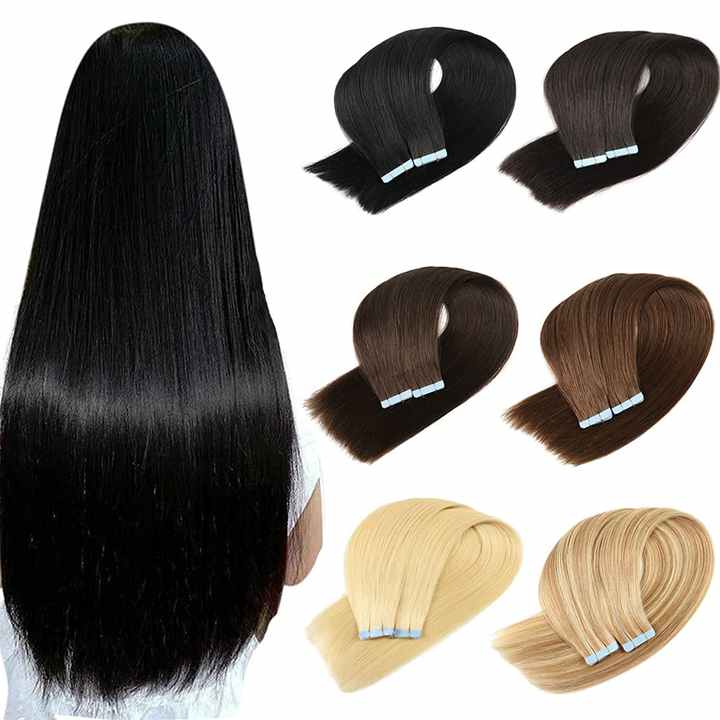 Double Drawn Thick End Tape in Extensions Long Hair Extension Human ...