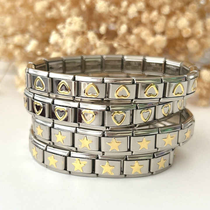 Stainless Steel Italian Charm Bracelet - Adjustable & Stylish