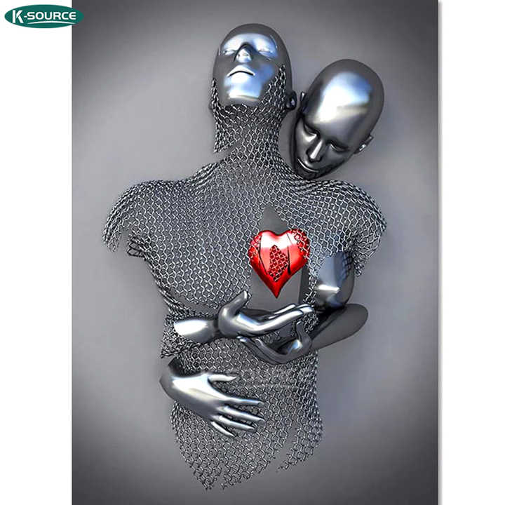 Abstract Metal Wall Art Sculpture Stainless Steel Couples Lover Figure ...