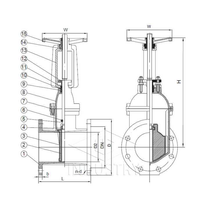 Custom Private Label Ductile Iron Rising Stem Resilient Seated Gate ...