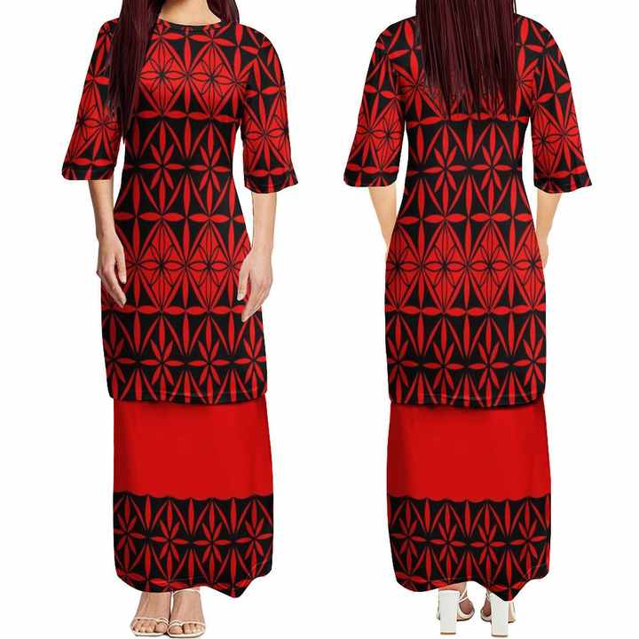 New Design Custom Polynesian Puletasi Samoa Ptaha Set Dress Plus Size Womens Top and Maxi Skirts ...