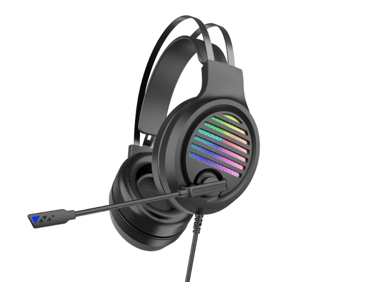 RGB Over-Ear Wired Gaming Headset with Microphone Metal Headband for DJ ...