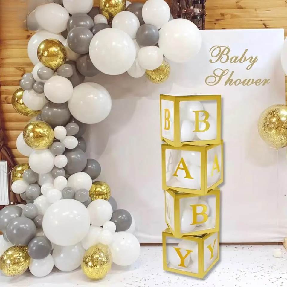 Gold Transparent Balloon Box With Letter Custom Acrylic Party ...