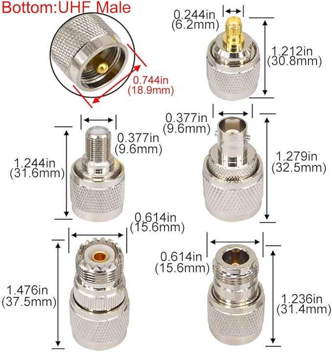 SO239 PL259 SMA UHF TNC MCX BNC to N F Male Female Kit Adapter Set RF Coaxial Connector Coax ...