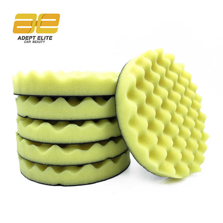 Yellow Medium Waffle Buffing PAD for Car with Straight Edges