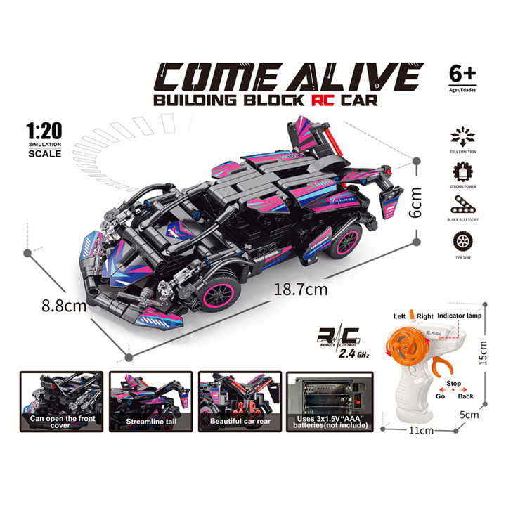 323pcs Building Block RC Car - DIY with Openable Cover