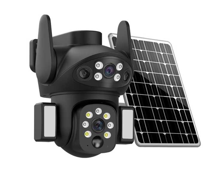 Outdoor 8MP HD Solar 4G Camera Built-in Battery Dual Lens Security ...