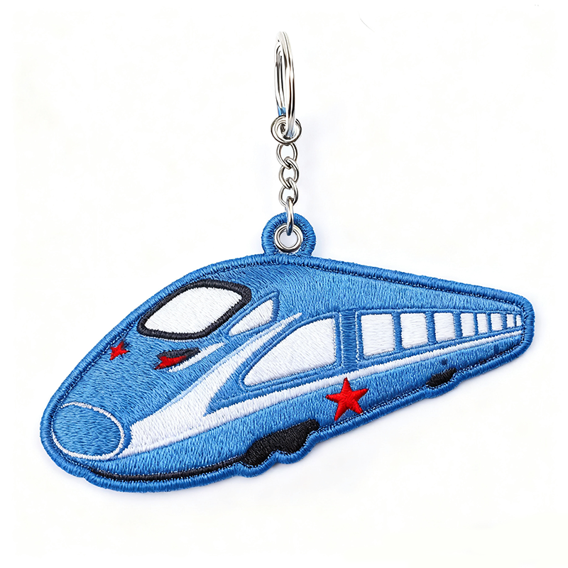 Custom Train Airplane Logo Embroidery Keychains Fabric Felt Embroidered ...