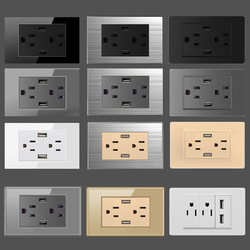 Aluminum American Standard Wall Socket 110V 250V US Outlet Duplex ...