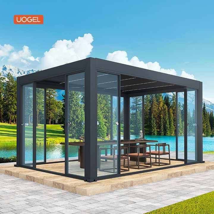 Motorized Pergola - Aluminum Bioclimatic Gazebo with LED Lights