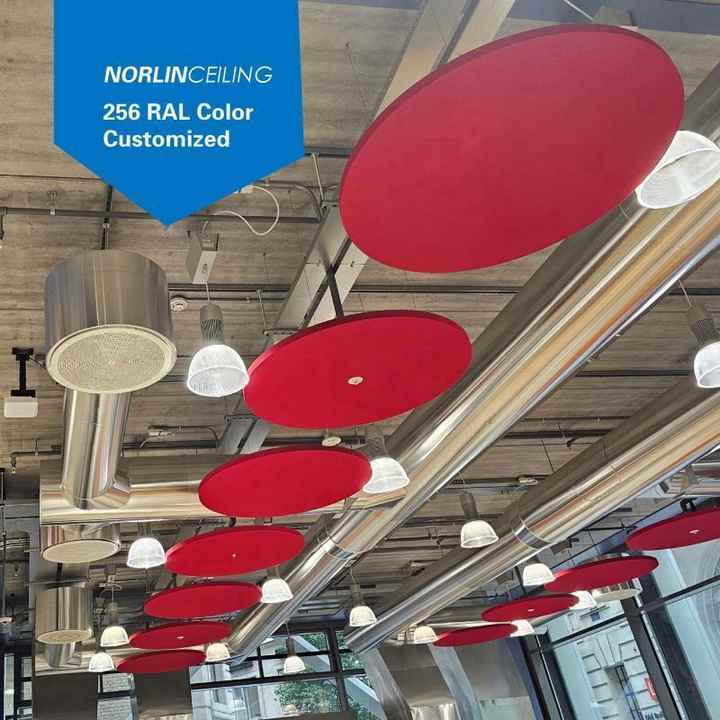 Dia 1200mm Circle Acoustic Ceiling Panels Pet Baffles Glass Wool Felt ...