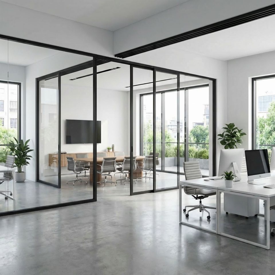 Indoor Glass Partition Door Minimalist Design Made of Tempered ...