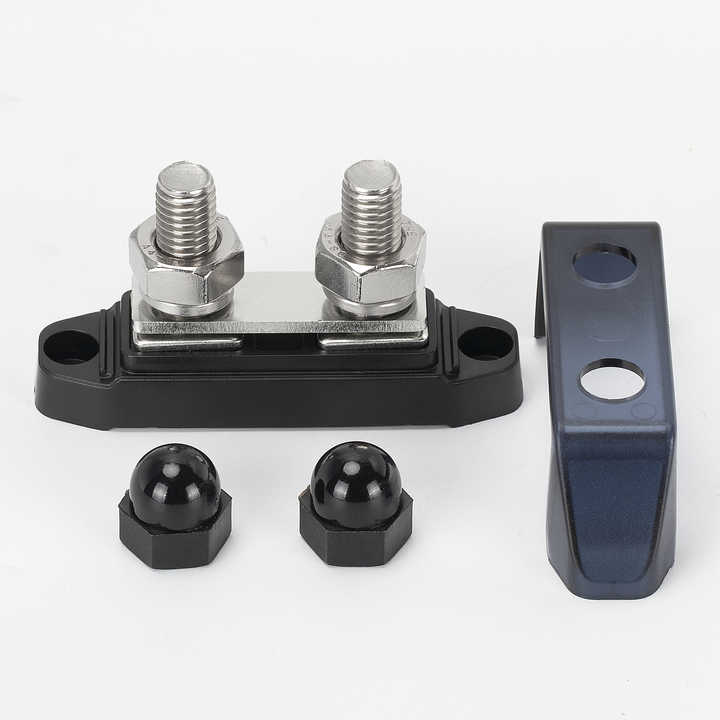 250a 2 Way Terminal Block Busbar M10 Terminal Stud Nickel Plated Brass ...