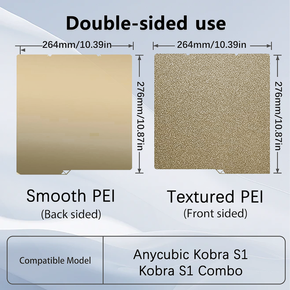 YouQi Kobra S1 Build Plate 264x276mm Double Sided Texture Smooth PEI ...