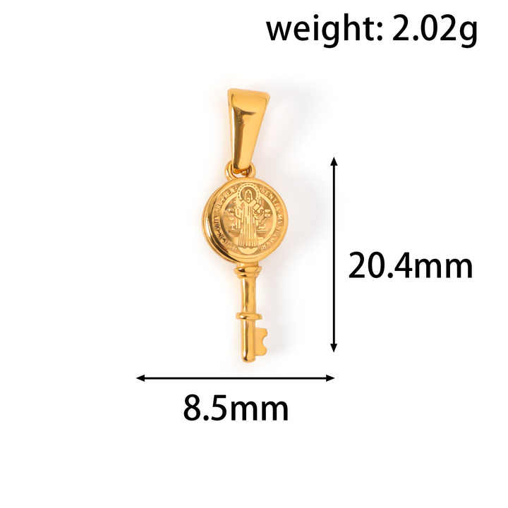 18k Gold Plated Stainless Steel Vintage Skeleton Key Charms Pendant for ...