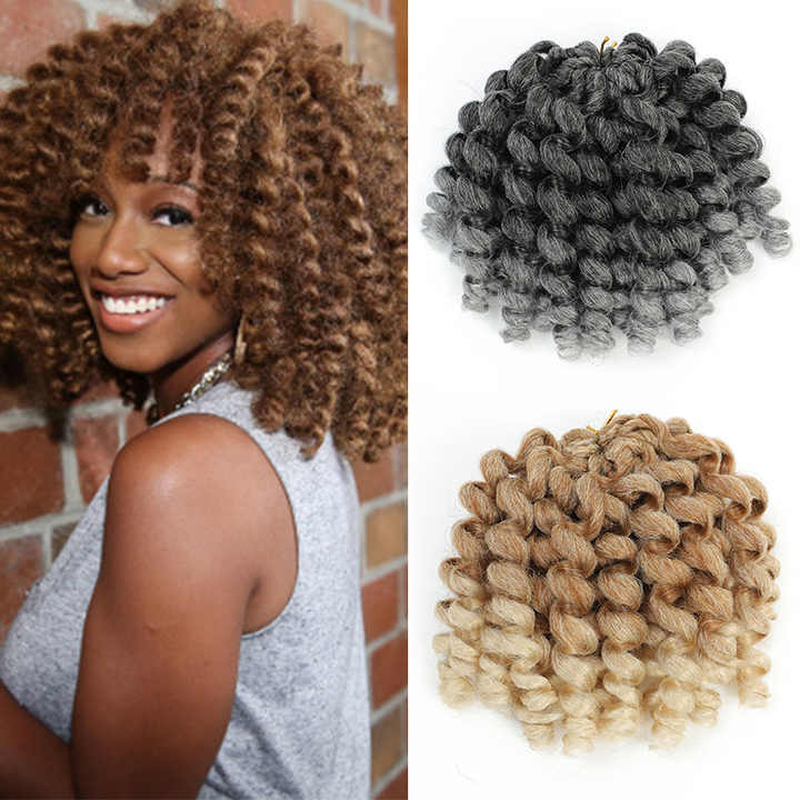 8-12 Inch Synthetic Fiber Braiding Hair Extensions Roll Wand Curl with ...