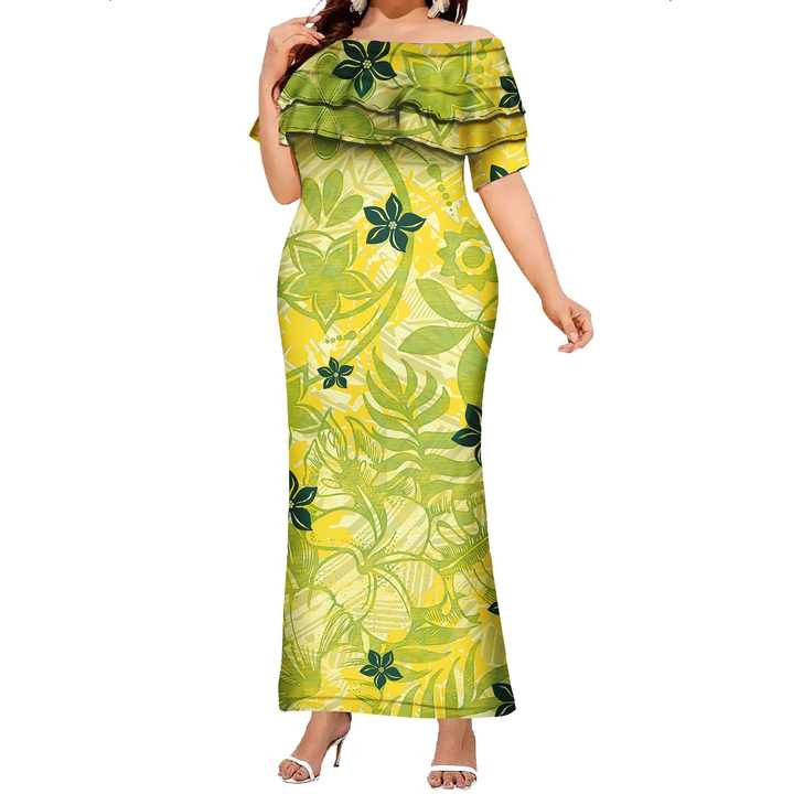 Polynesian Tribal Samoan Puletasi Dress Fijian Print Custom Off ...