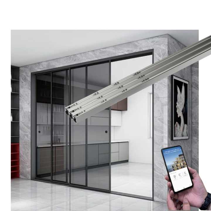 Telescopic Automatic Sliding Door Operator Slim Aluminum Profile ...