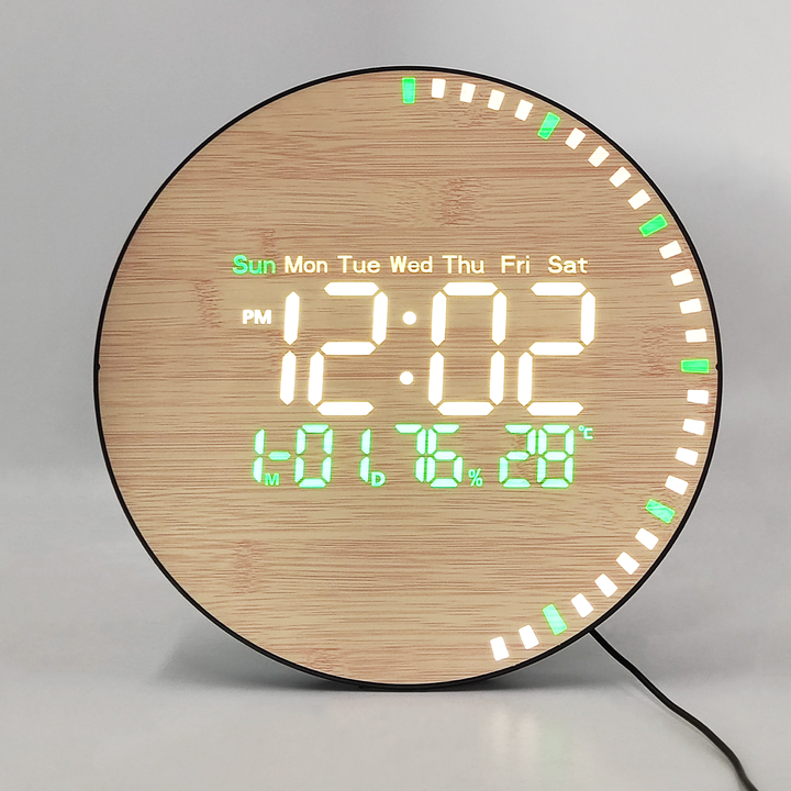 Korean Style Bamboo Face LED Alarm Clocks - Dual Analog-digital