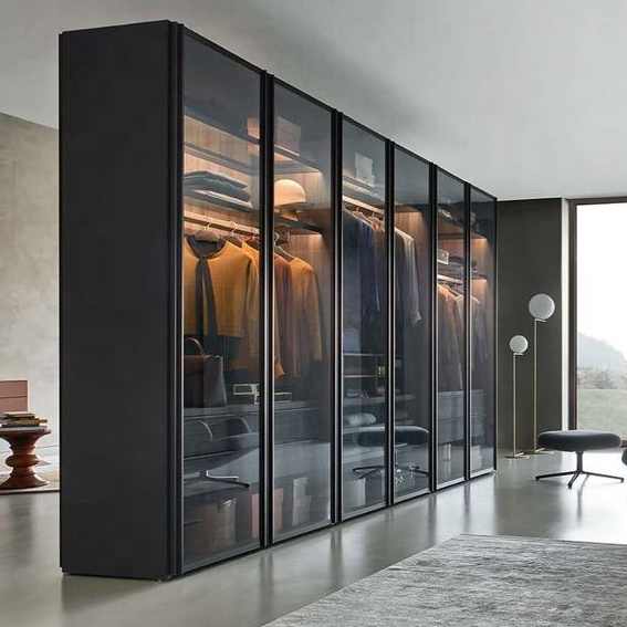 Aluminum Frame Glass Shelf - Stylish Wardrobe Solution
