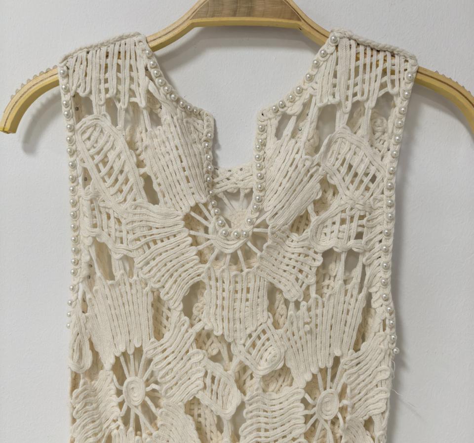 Crochet Beach Cover up Dress Sleeveless Hollow Out Knit Tunic Vest ...