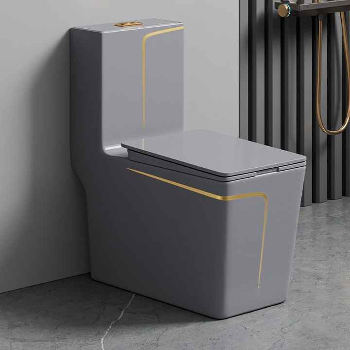 Modern Gray Square Ceramic Toilet with Siphon Water Pumping System Odor ...