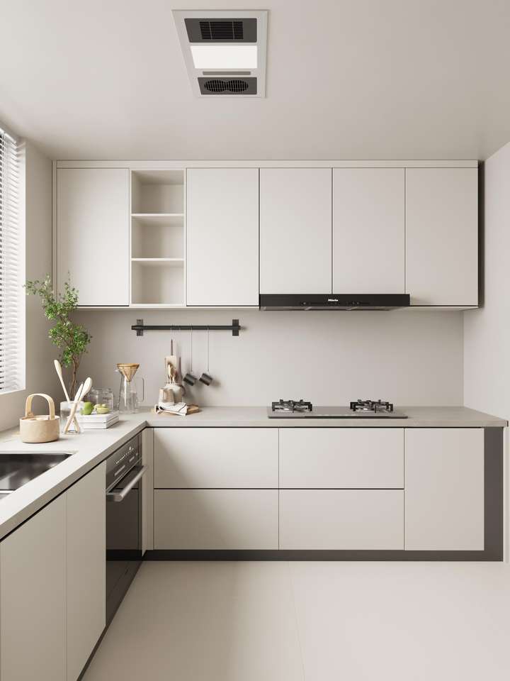 Modern Kitchen Cabinet System Invisible Handles Anti-Fouling Countertop ...