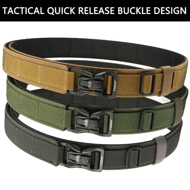 Men's Hard Tactical Belt Casual Utility Nylon Belts with Quick Release ...