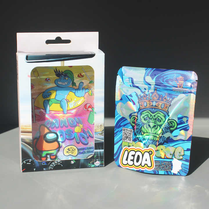 Mylar bag And Box With Window Smell Proof Edible gummy Custom Printed ...