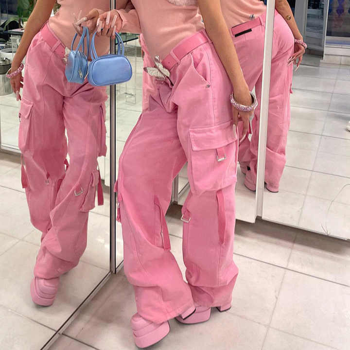 Pantalones cargo de 2K para mujer, vaqueros con bolsillos, ropa de ...