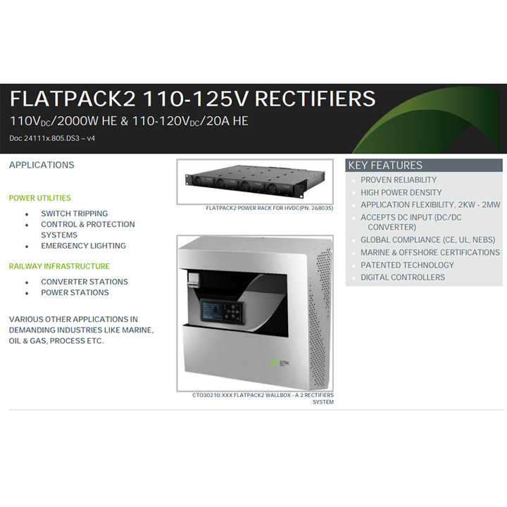 Eltek Flatpack2 110-125/2000 HE Rectifiers - 94% Efficiency